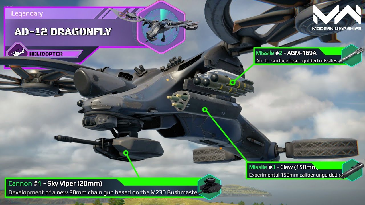 New Legendary Helicopter! AD-12 DRAGONFLY Overview ! Best Spotter Heli? | Modern Warships - YouTube