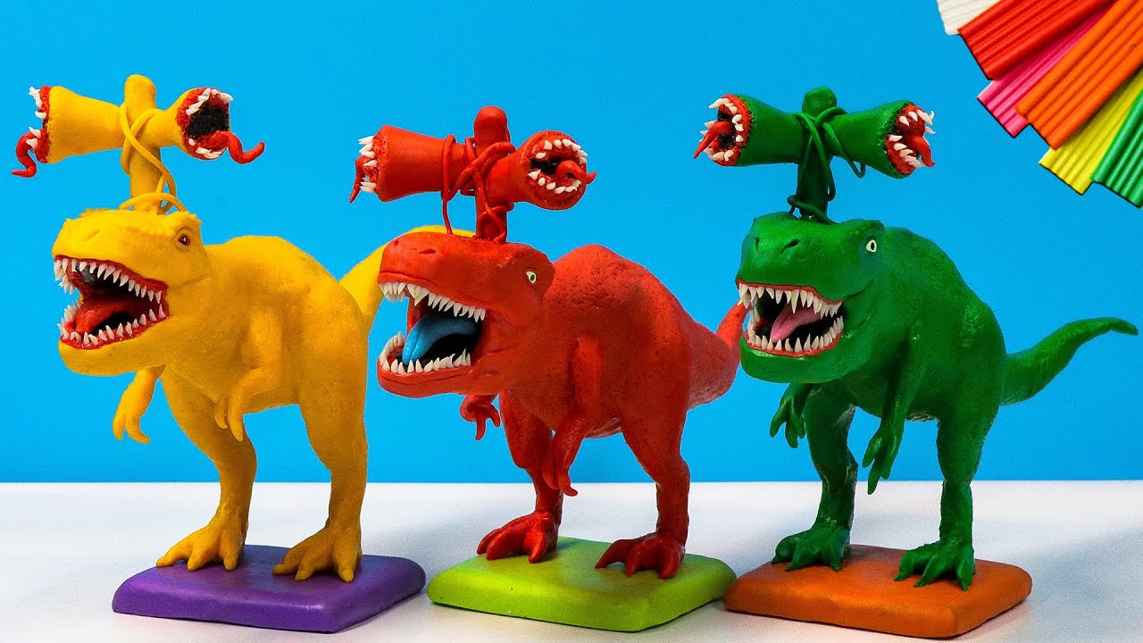 Making Dinosaur T - Rex Siren Head with Clay 🦖 Trevor Henderson ...