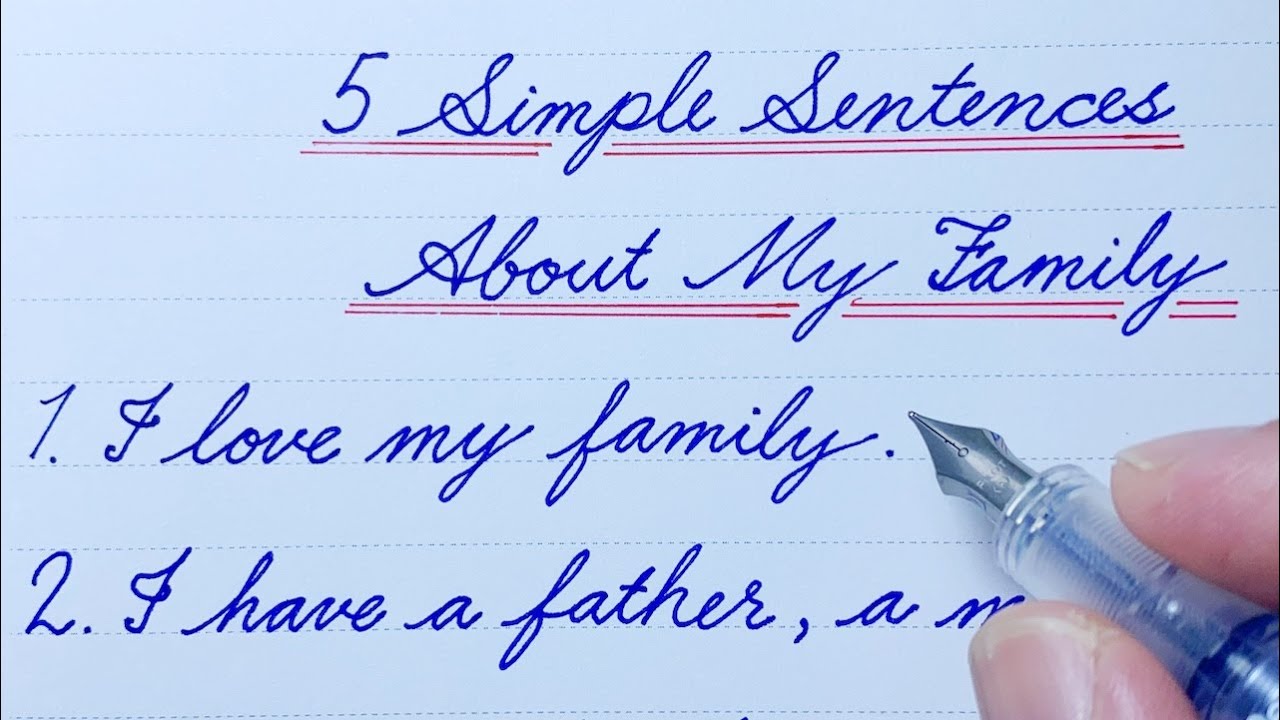 How to Write in Cursive | 5 Simple Sentences About My Family | Cursive ...