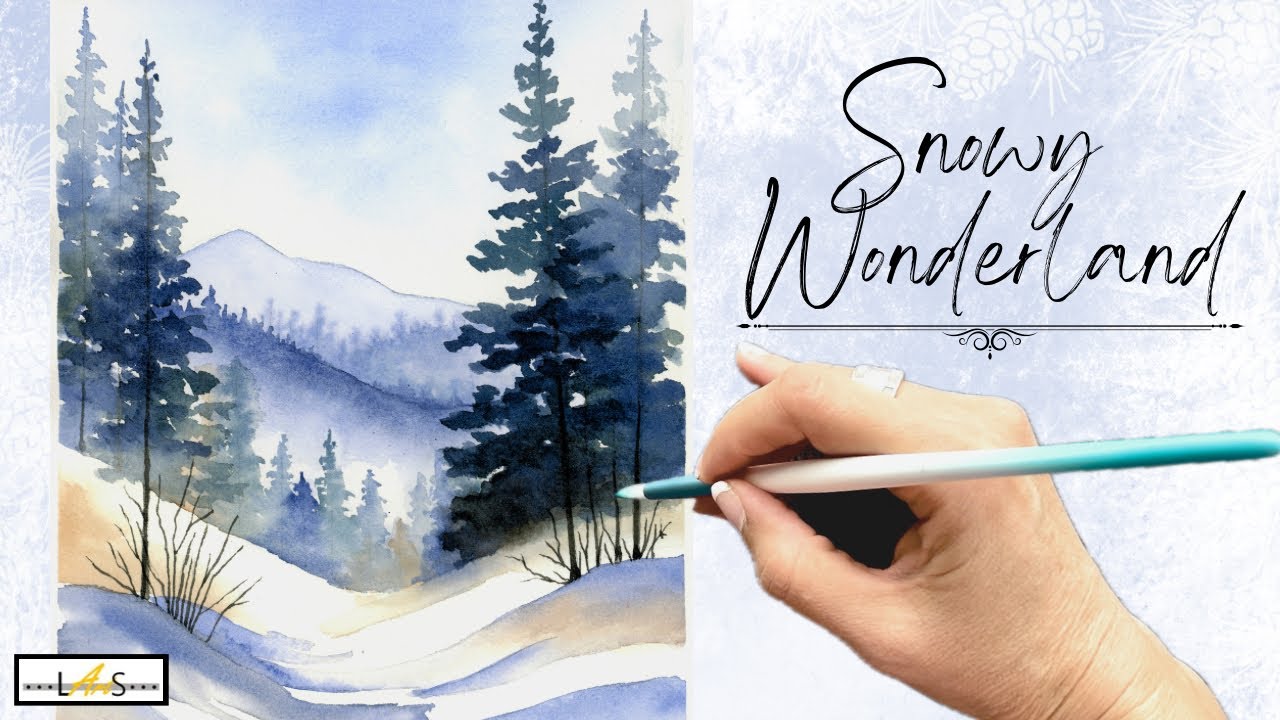 STRIKING Simple Snowscape! Techniques for a Snowy Mountain Watercolor ...