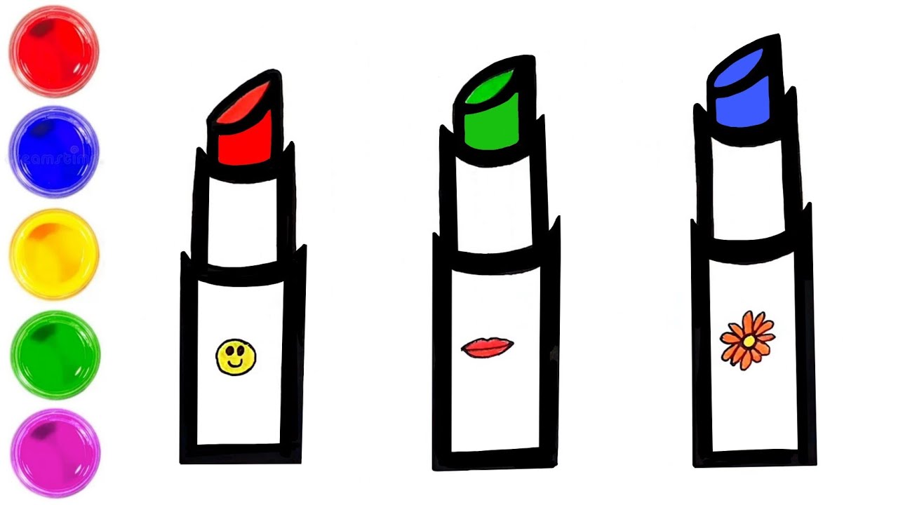 How To Draw Cosmetics | Easy lipsticks and cosmetics drawing for kids ...