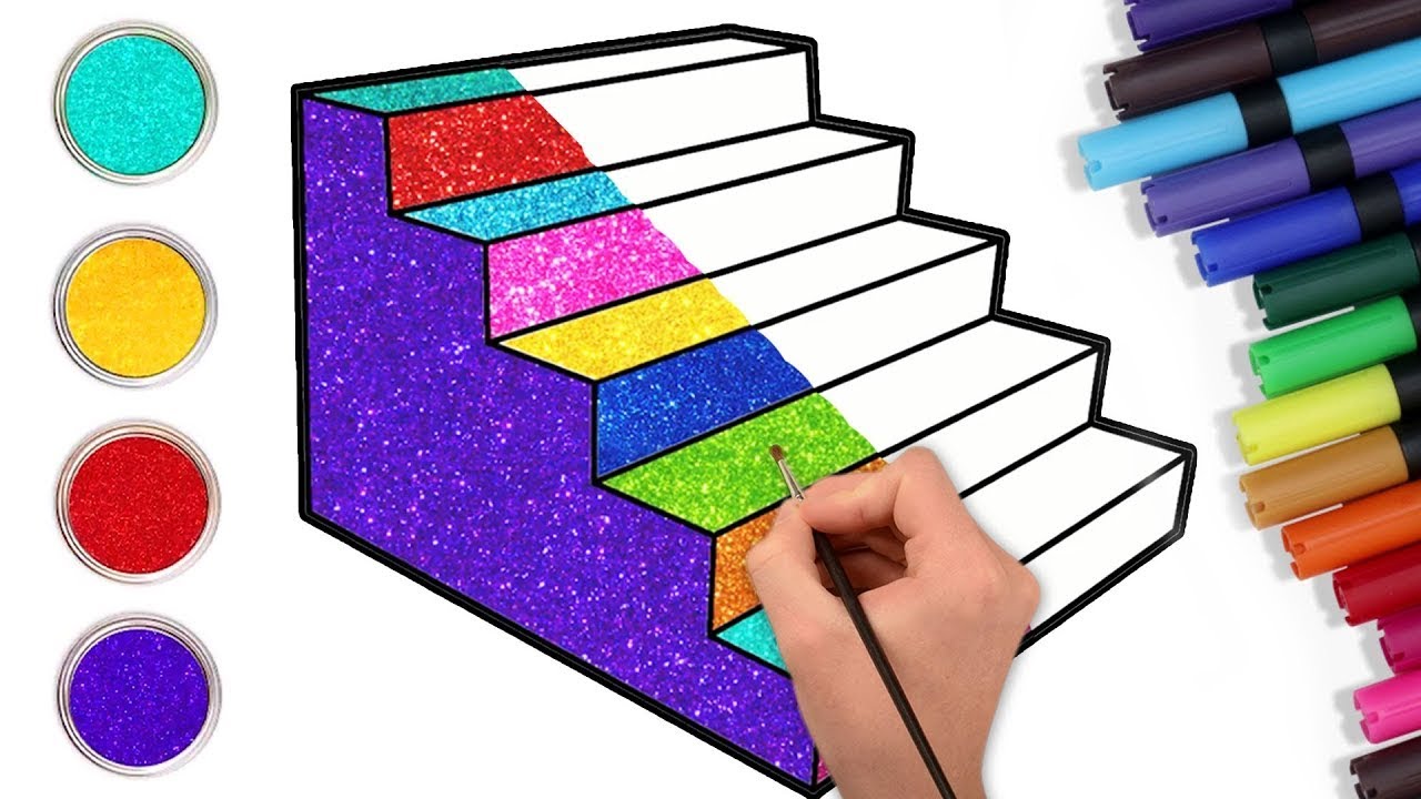 How to Draw Stairs Step by Step | Drawing and Coloring for Kids | Chiki ...