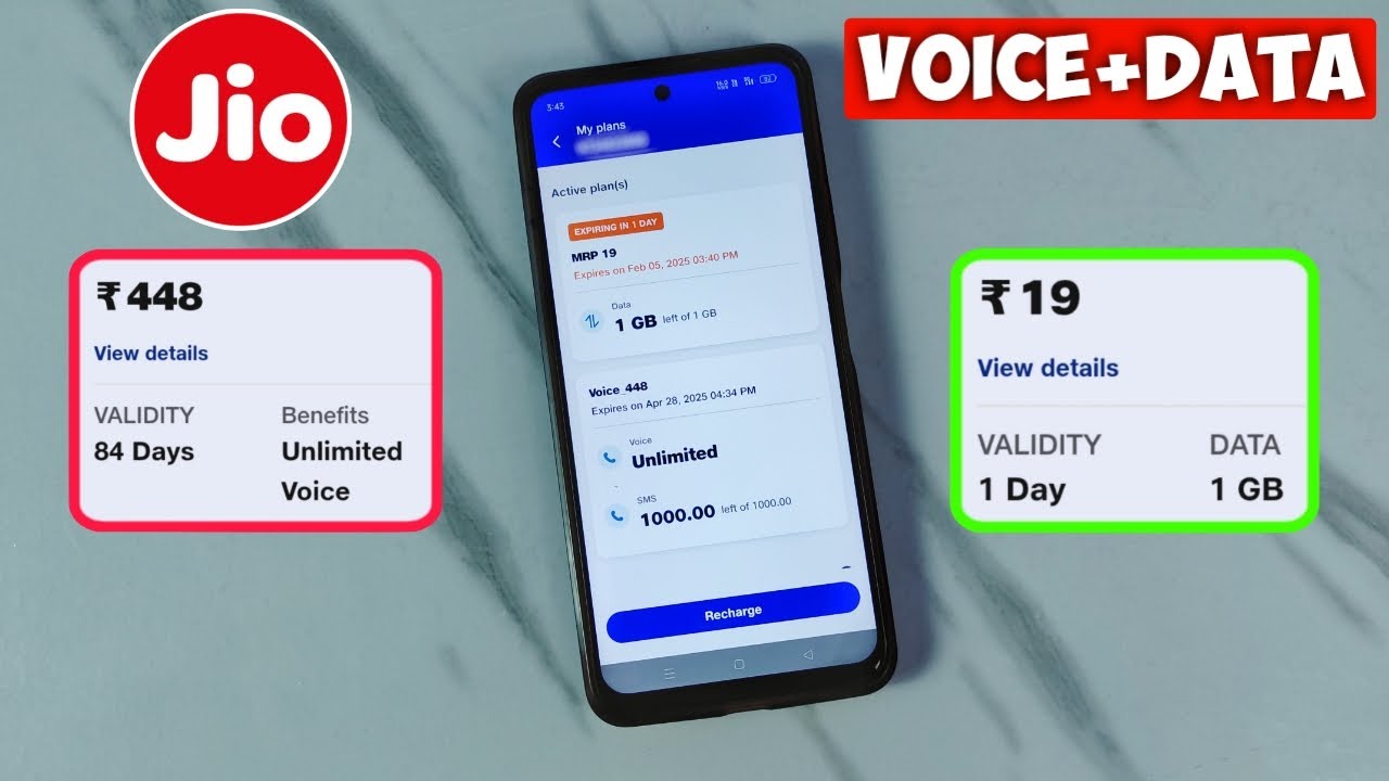 Jio Voice Plan Rs.448 with Data Pack Recharge - YouTube