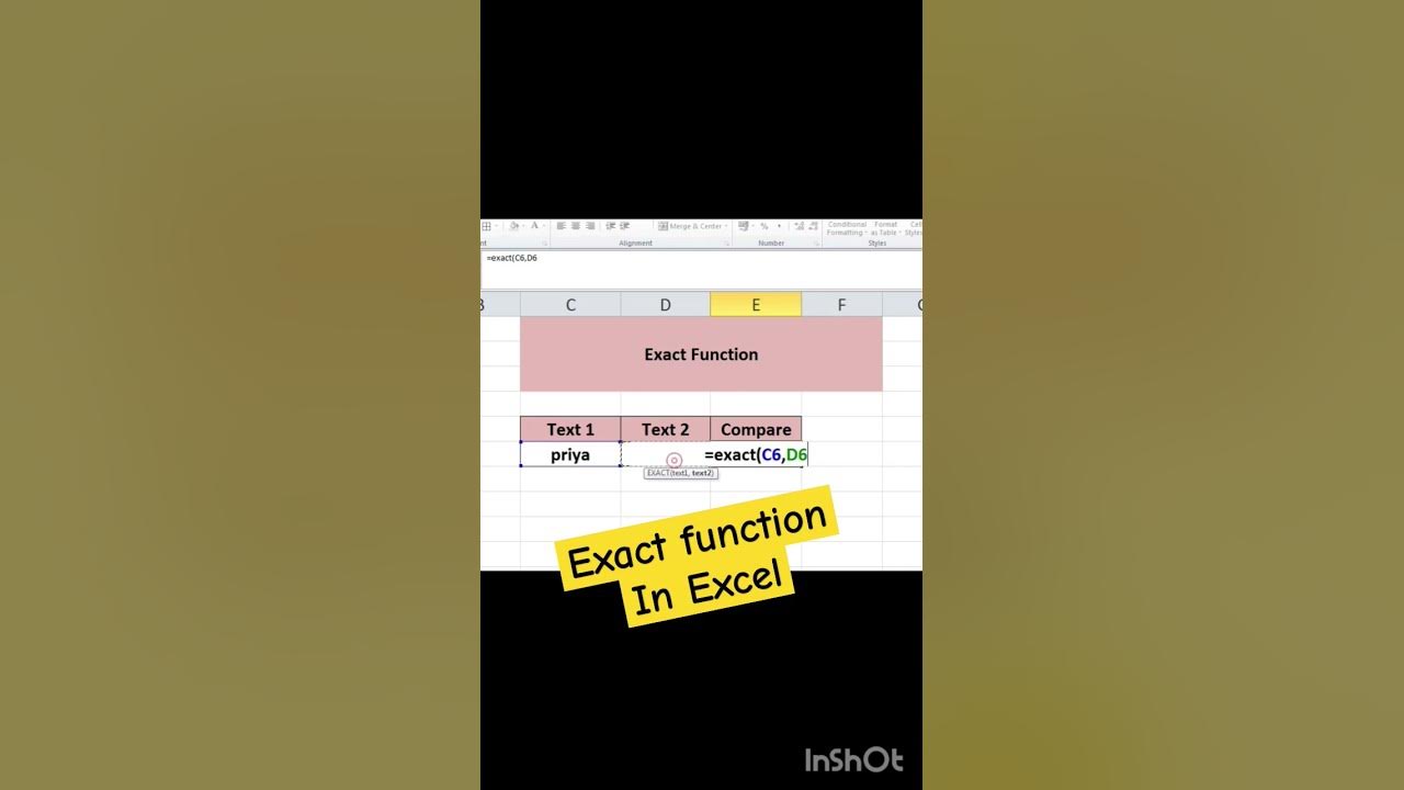 Exact function in Excel #excel #computertricks #tricks #shortcut #shorts #trending - YouTube