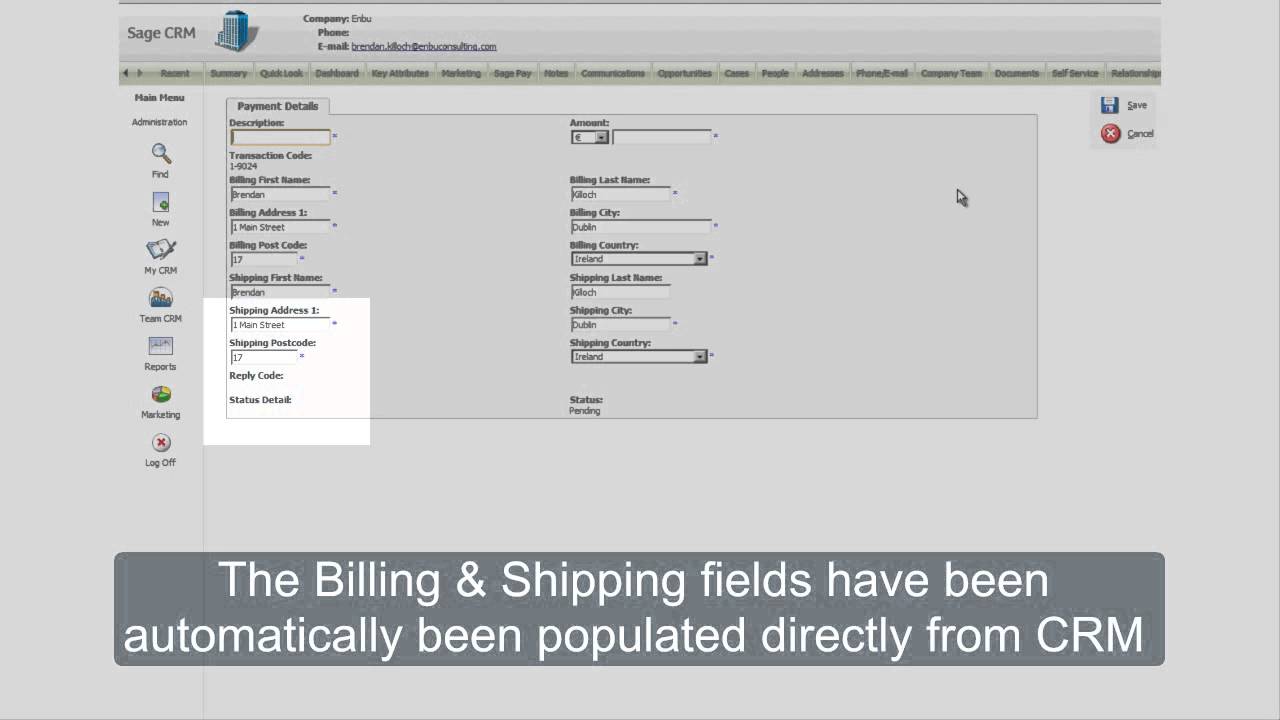Sage CRM - Agent Mode Payment Sage Pay Integration - Part 2 - YouTube