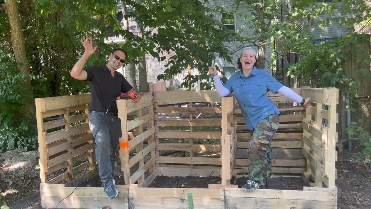 DIY 3 Bin Composter from Wood Pallets || Easy Tutorial - YouTube