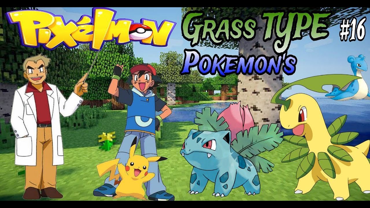 I Captured many Green Type Pokemon and meet professor oak in pixelmon ...