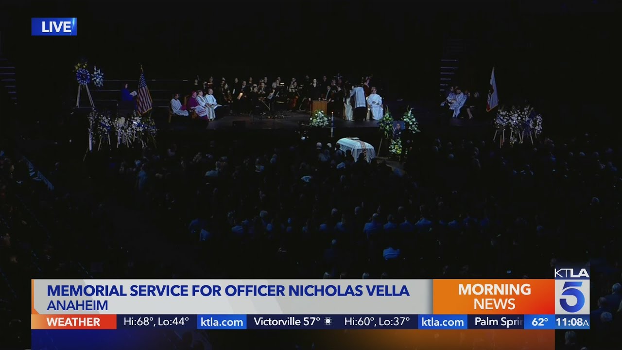 Memorial service underway for H.B. Officer Nicholas Vella - YouTube