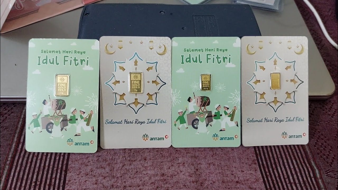 EMAS EDISI IDUL FITRI 1 & 0.5 Gram KADO HADIAH PARCEL LEBARAN LOGAM ...