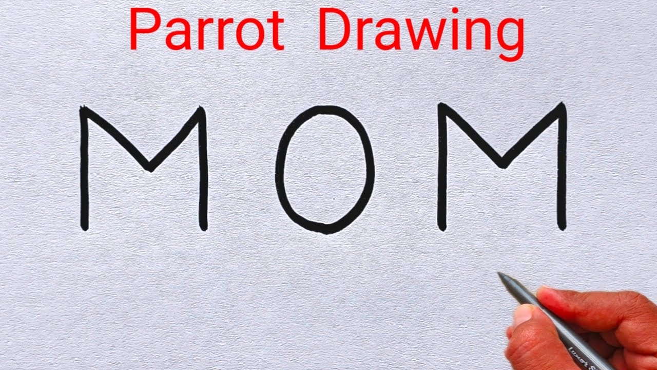🦜 How to Draw Parrot Using MOM Word | Unique Drawing Idea - YouTube