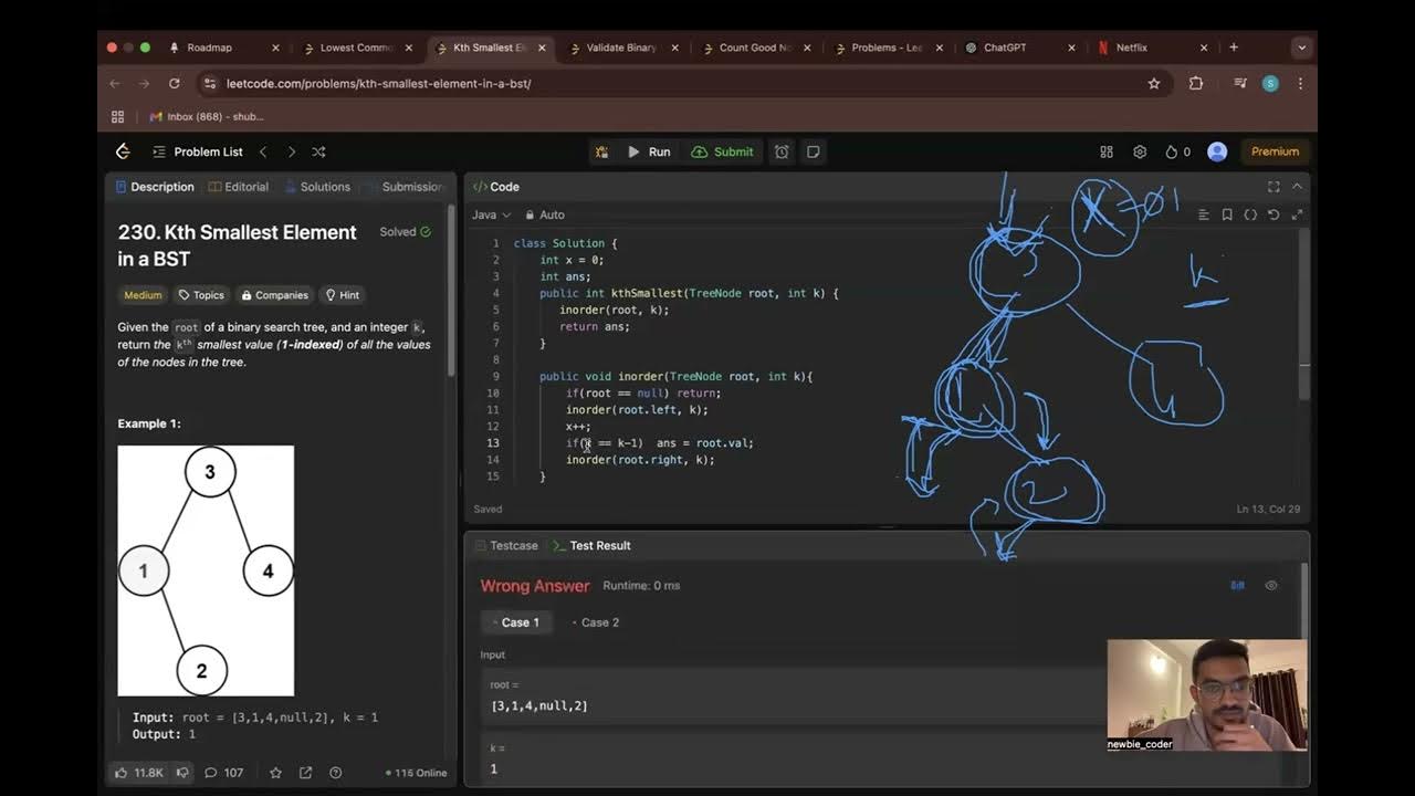 Coding to crack FAANG | Kth smallest element in a BST | Inorder traversal | Binary Tree - YouTube