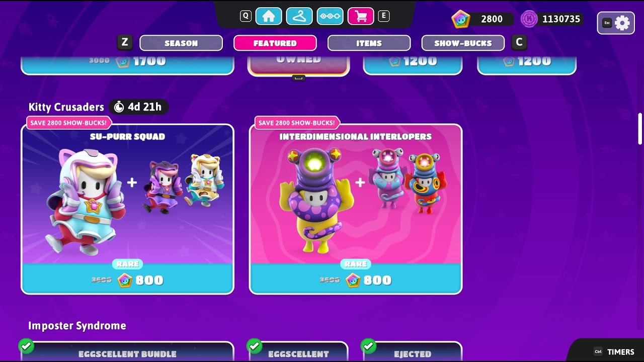 Fall Guys Item Shop 10/5/2022 Su-purr Squad and Interdimensional ...