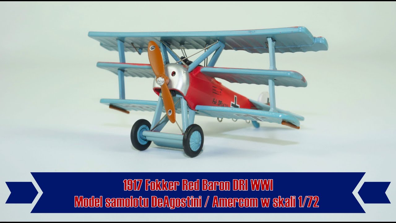 Model samolotu DeAgostini / Amercom w skali 1/72 1917 Fokker Red Baron ...