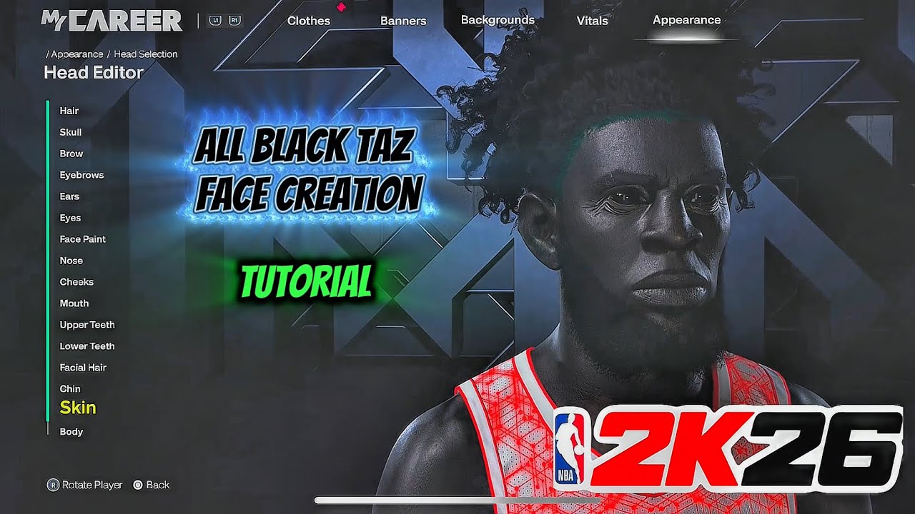ALL BLACK Taz Face Creation Tutorial 2k26! - YouTube