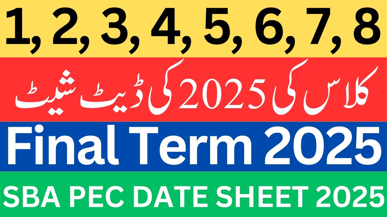 Final Term Exam Date Sheet 2025 - 1, 2, 3, 4, 5, 6, 7, 8 Classes - SBA ...