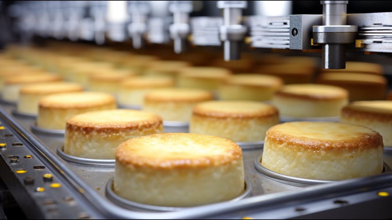 How Souffle Cake is made in factory | Souffle cake mass production ...