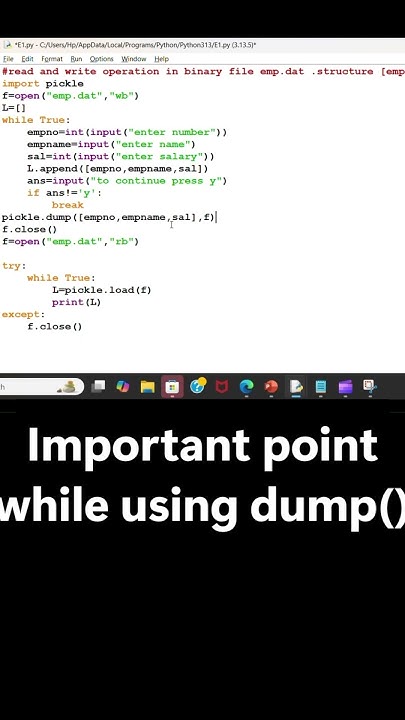 dump() |BINARY FILE|COMPUTER SCIENCE |Full Score | Class 12 |Topper Series #class12 # ...