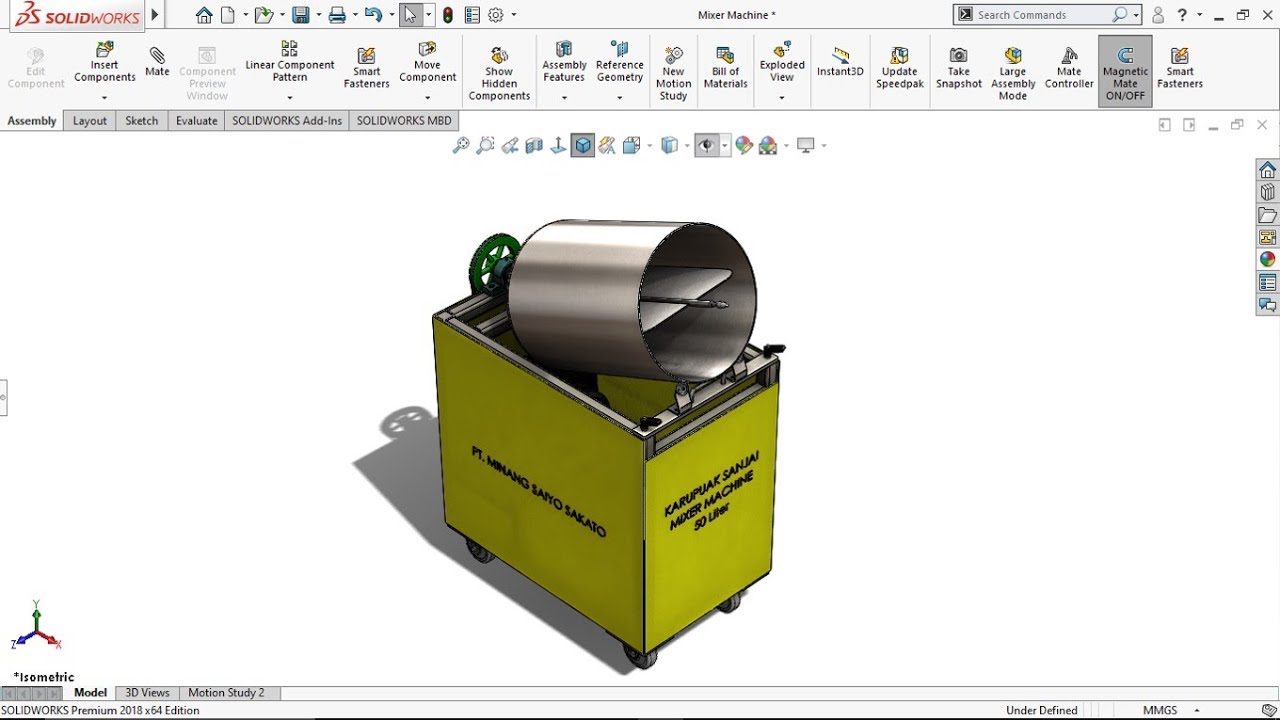 Solidworks Animation Mixer Machine (Mesin Penganduk Bumbum) - YouTube