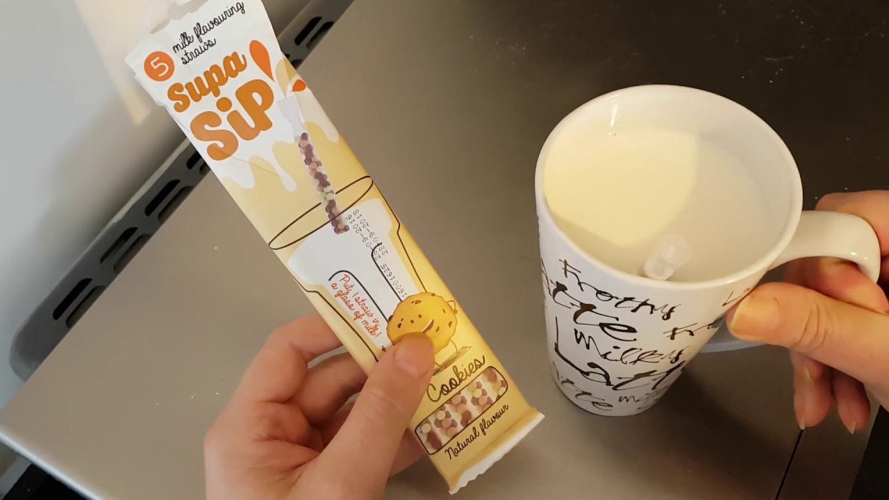 Supa Sip Milk Flavouring Straws - Cookies - YouTube