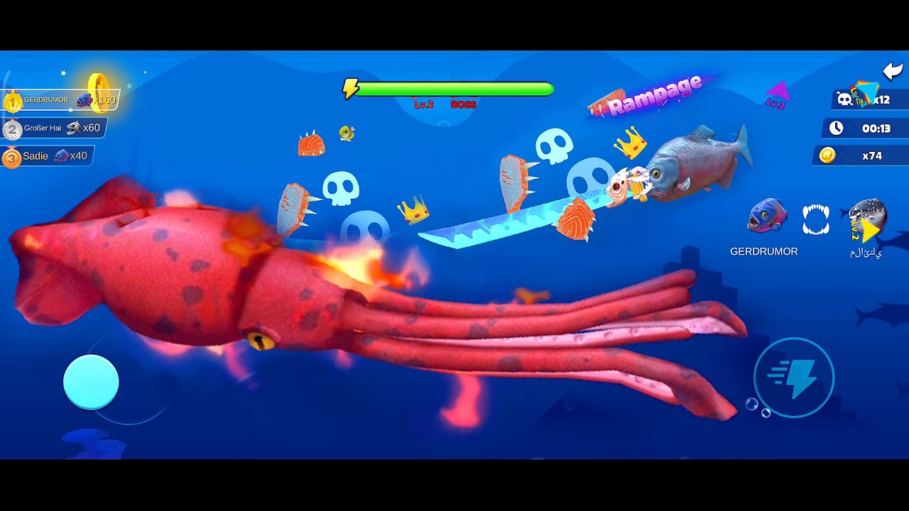 Fish EVO.io - PIRANHA & BOSS Demon-squid. Fish.io - YouTube
