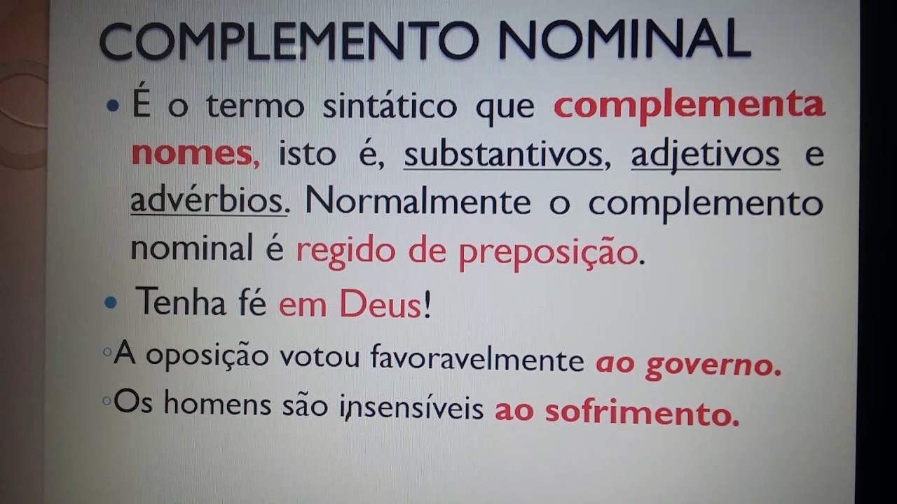A Oração Que Apresenta Complemento Nominal é - FDPLEARN
