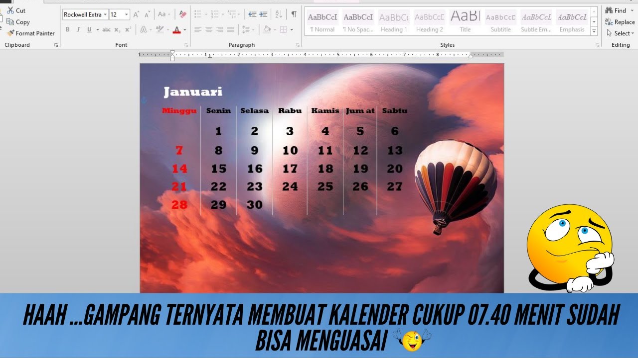 Cara Membuat Kalender Di Microsoft Word - YouTube