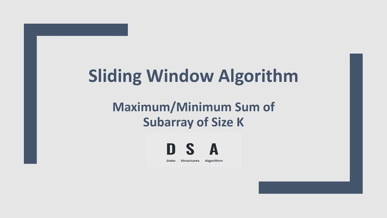 Maximum Sum of a Subarray of Size K - YouTube