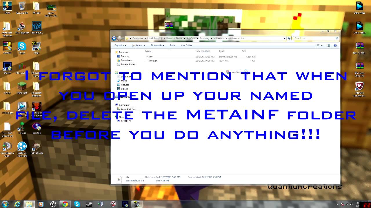 How to install TMI Mod for Minecraft 1.7.4 - YouTube