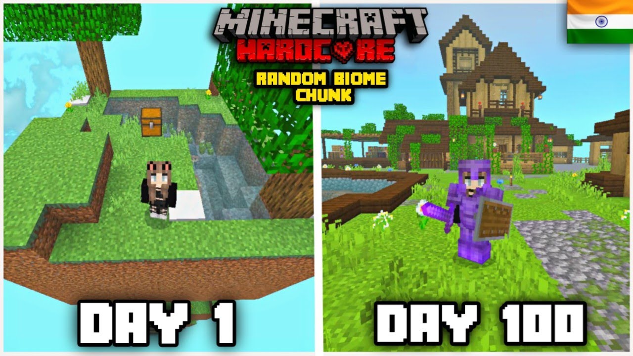 Surviving 100 days in one chunk biomes | Minecraft 100 days survival ...