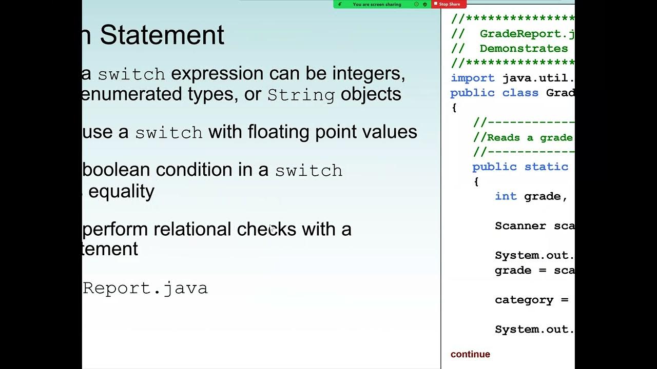 Java Programming: Selection Statements, using Switch statement, Conditional Operator and ...