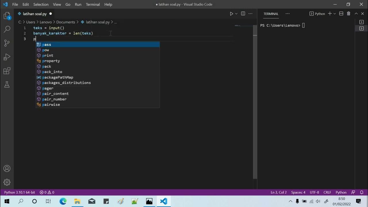Soal dan Pembahasan Python : Menghitung Jumlah Karakter - YouTube