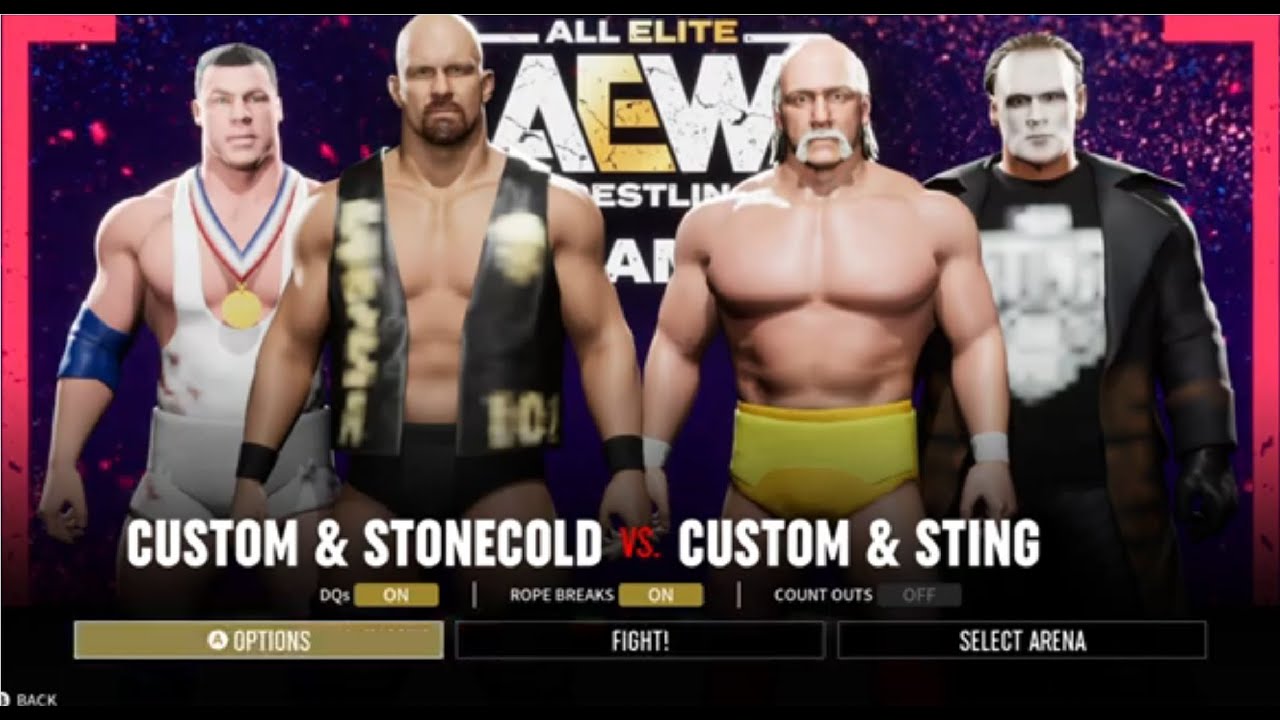 WWE AEW FIGHT FOREVER STONE COLD & KURT ANGLE VS HULK HOGAN & STING ...