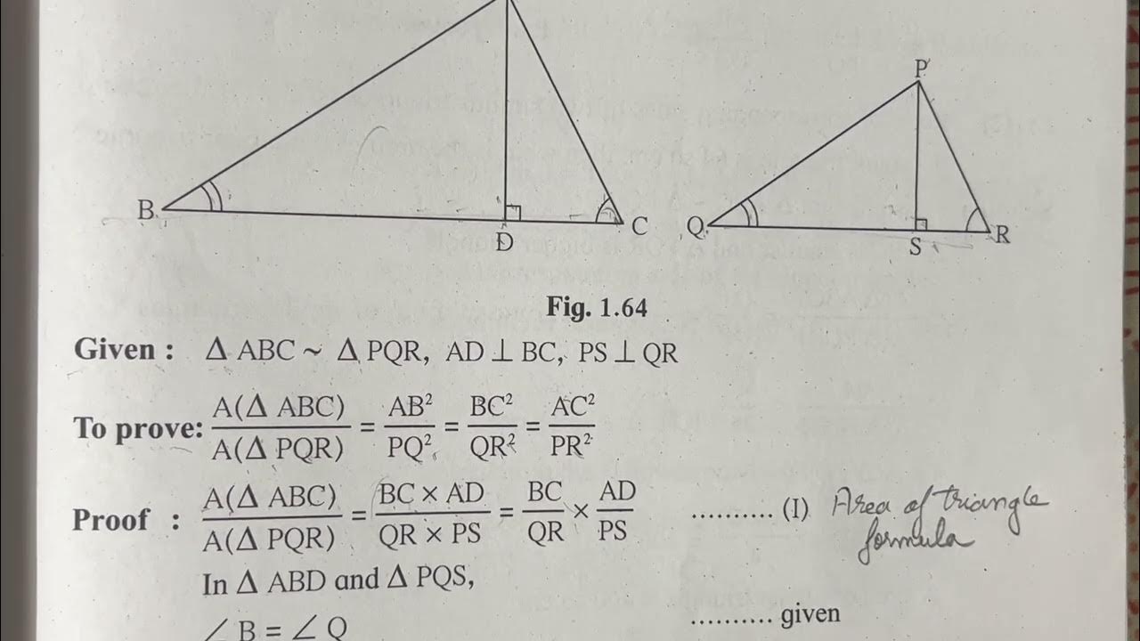Theorem of areas of similar triangles | class 10 geometry chapter 1 similarity | Msb maths for ...