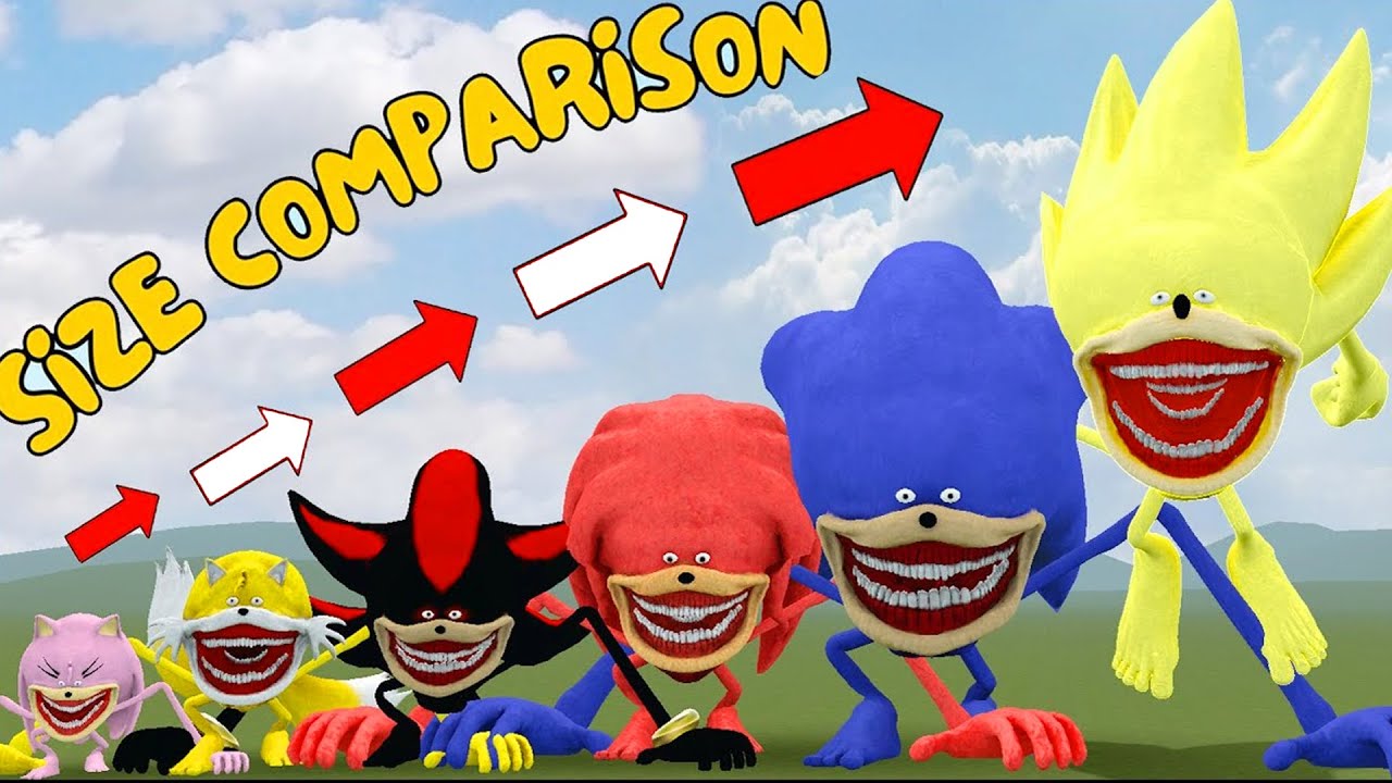 ALL NEW SIZE COMPARISON OF SONIC TAPES FAMILY IN Garry's Mod!!! - YouTube