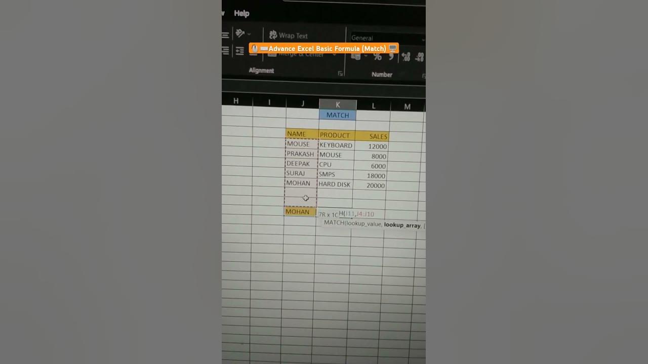 Advance Excel l Basic Formula l Match l # Viral # Short # Computer Knowledge 🖥️🖱️⌨️. - YouTube