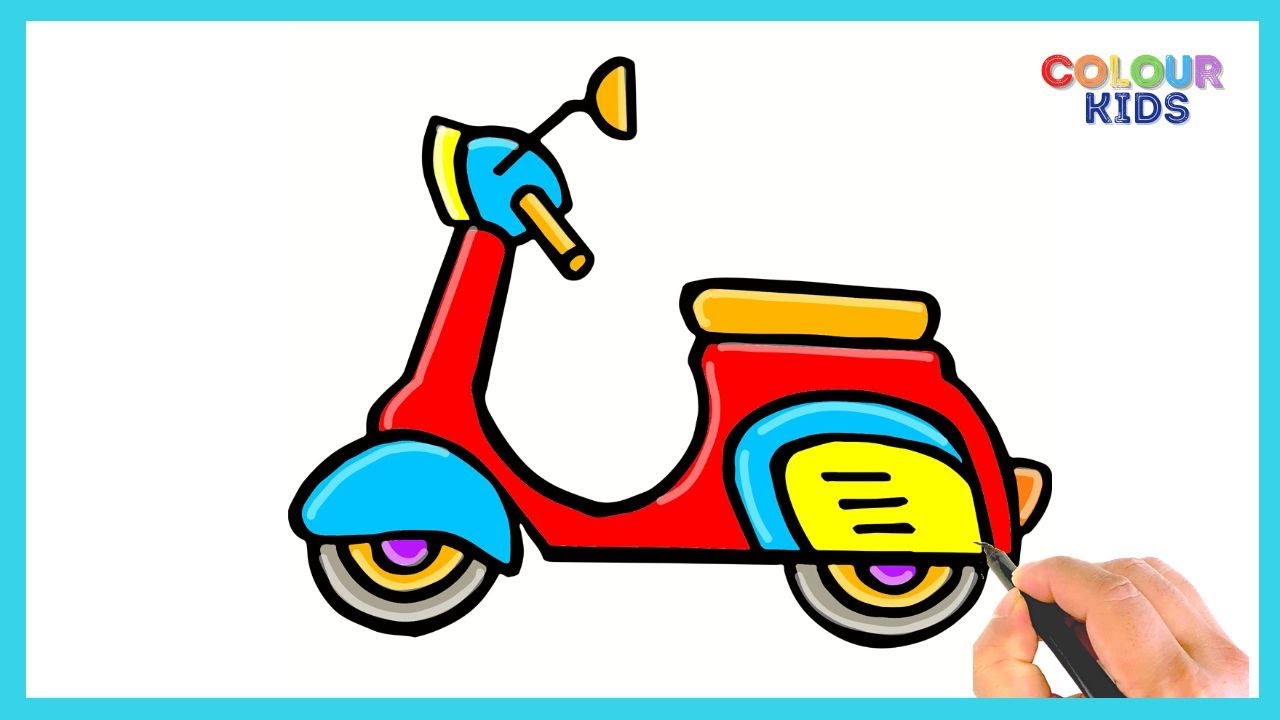 How to Draw an Easy Scooter Step by Step for Beginners | TRY THIS ...