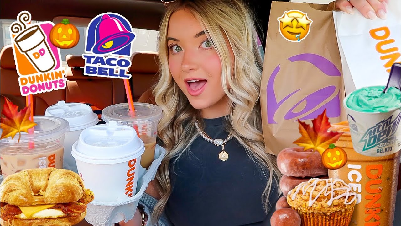 Eating Dunkin's FALL MENU and Taco Bell's NEW Gelato (WOW!) - YouTube