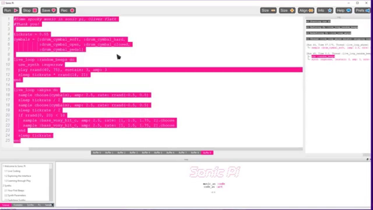 Spooky Music in Sonic Pi- live coding by Oliver Flatt - YouTube