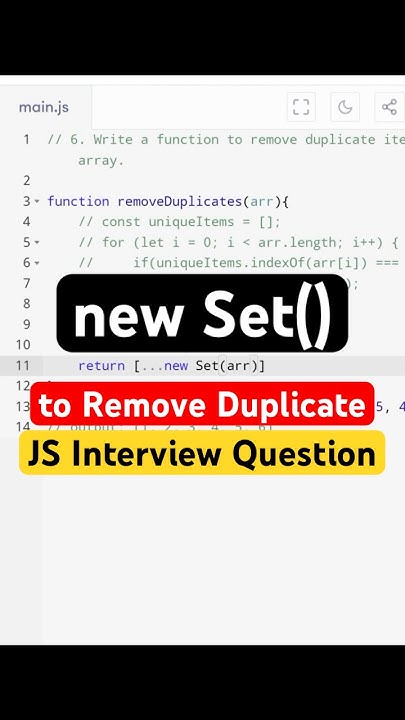 #12 JavaScript Interview Question | Remove Duplicate Items using Set Method #shorts #javascript ...