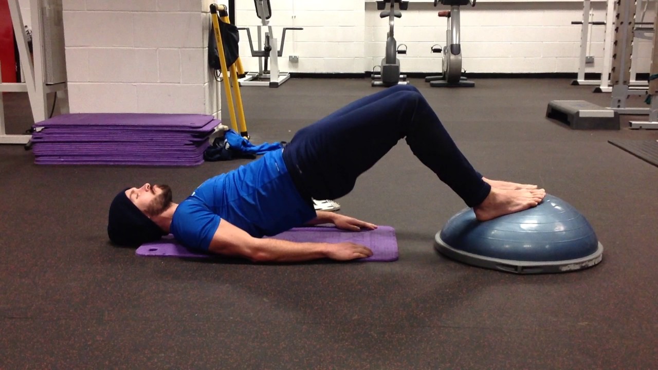 Bosu Hamstring Bridge - YouTube