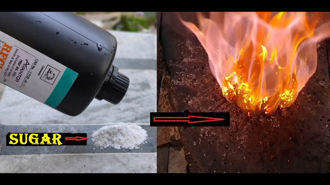 Real magic with sugar and kMnO4 #experiment with sugar #Creat fire ...