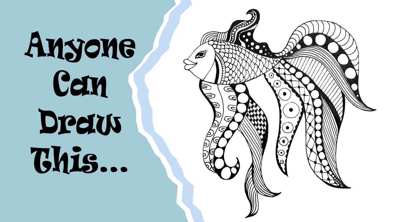 Drawing a Zentangle Fish - Art Tutorial for Beginners - YouTube