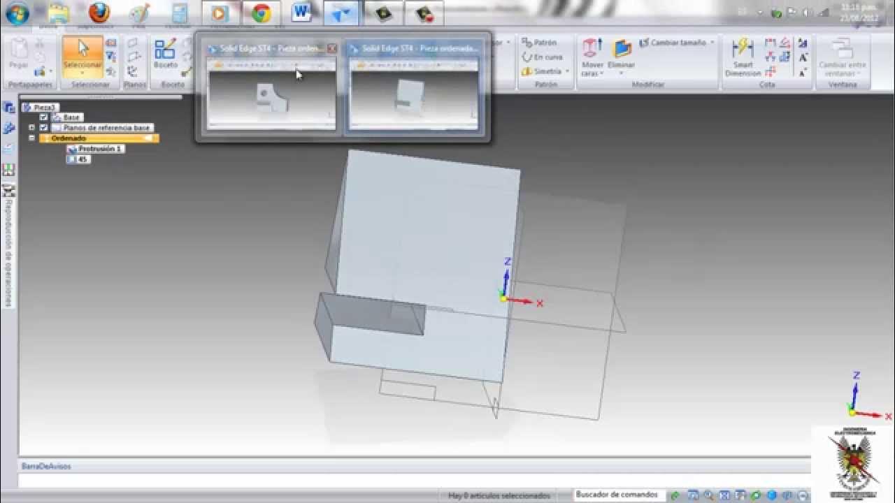 pieza sencilla en solid edge - YouTube