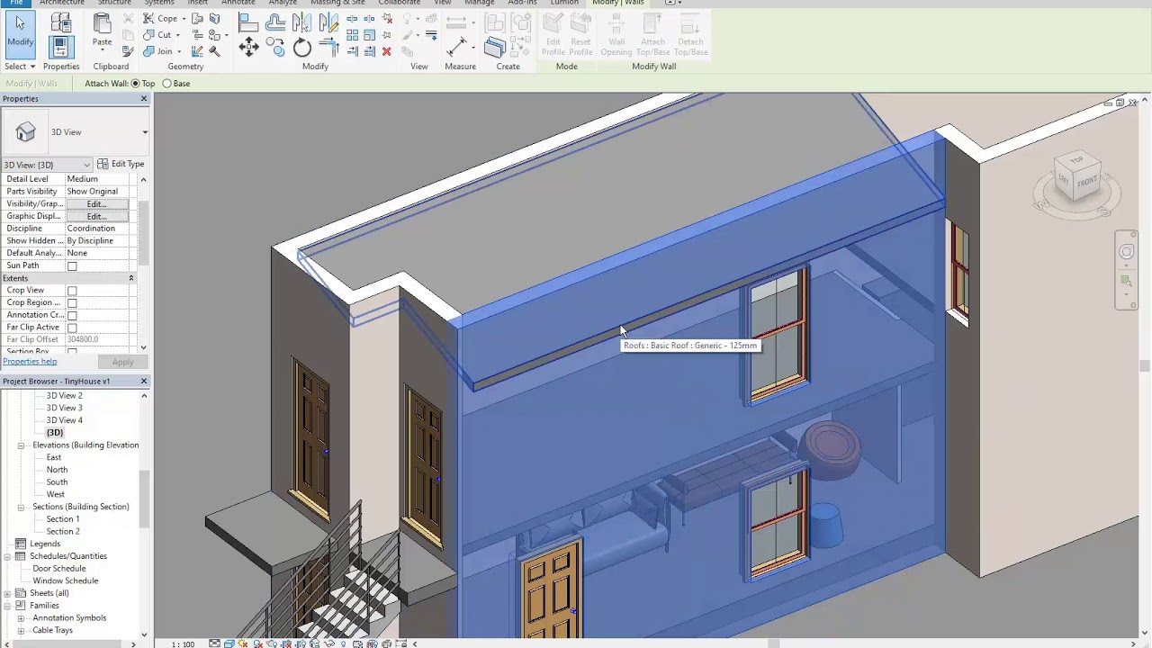 Revit Tiny House 2018 08 Creating Primary Roof Forms - YouTube
