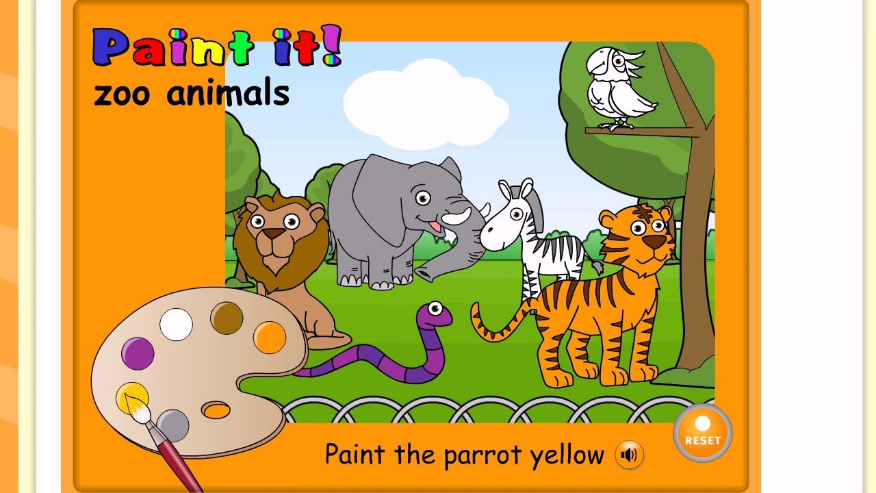 Paint it ! Zoo animals | Learn Colors and Words For Kids - YouTube