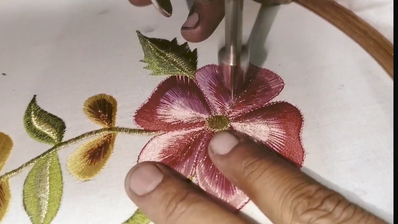 shaded flower design machine embroidery. - YouTube