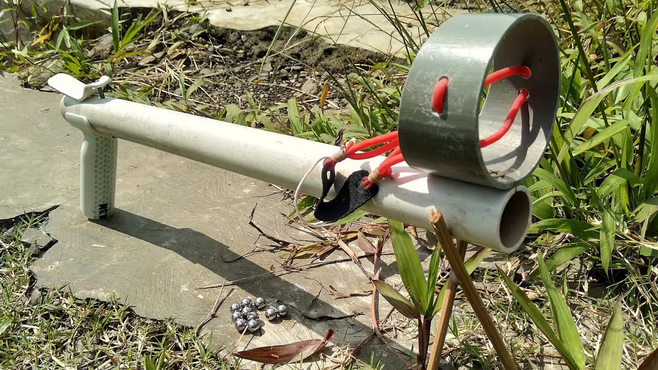 How to Make Powerful Slingshot Gun from PVC Pipe - YouTube