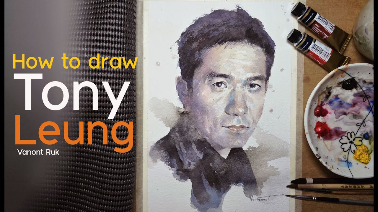 How to draw Tony Leung in watercolor - YouTube