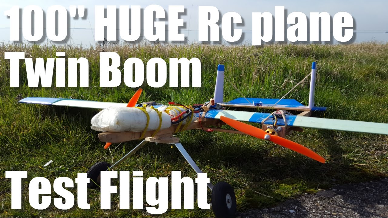 100'' Huge Twin Boom DIY Rc Plane Re Maiden Test Flight - YouTube