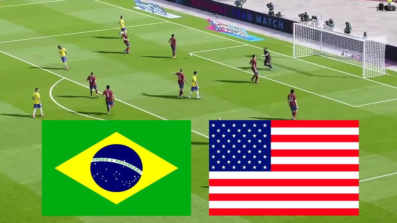 BRASIL vs ESTADOS UNIDOS AMISTOSOS DA SELEÇÃO 2024 SIMULAÇÃO FUTEBOL ...
